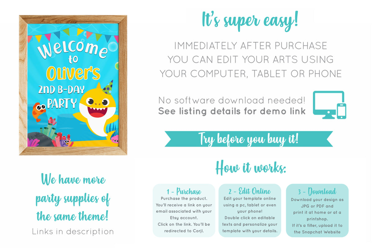 Baby Shark Welcome Banner – Easy Inviting