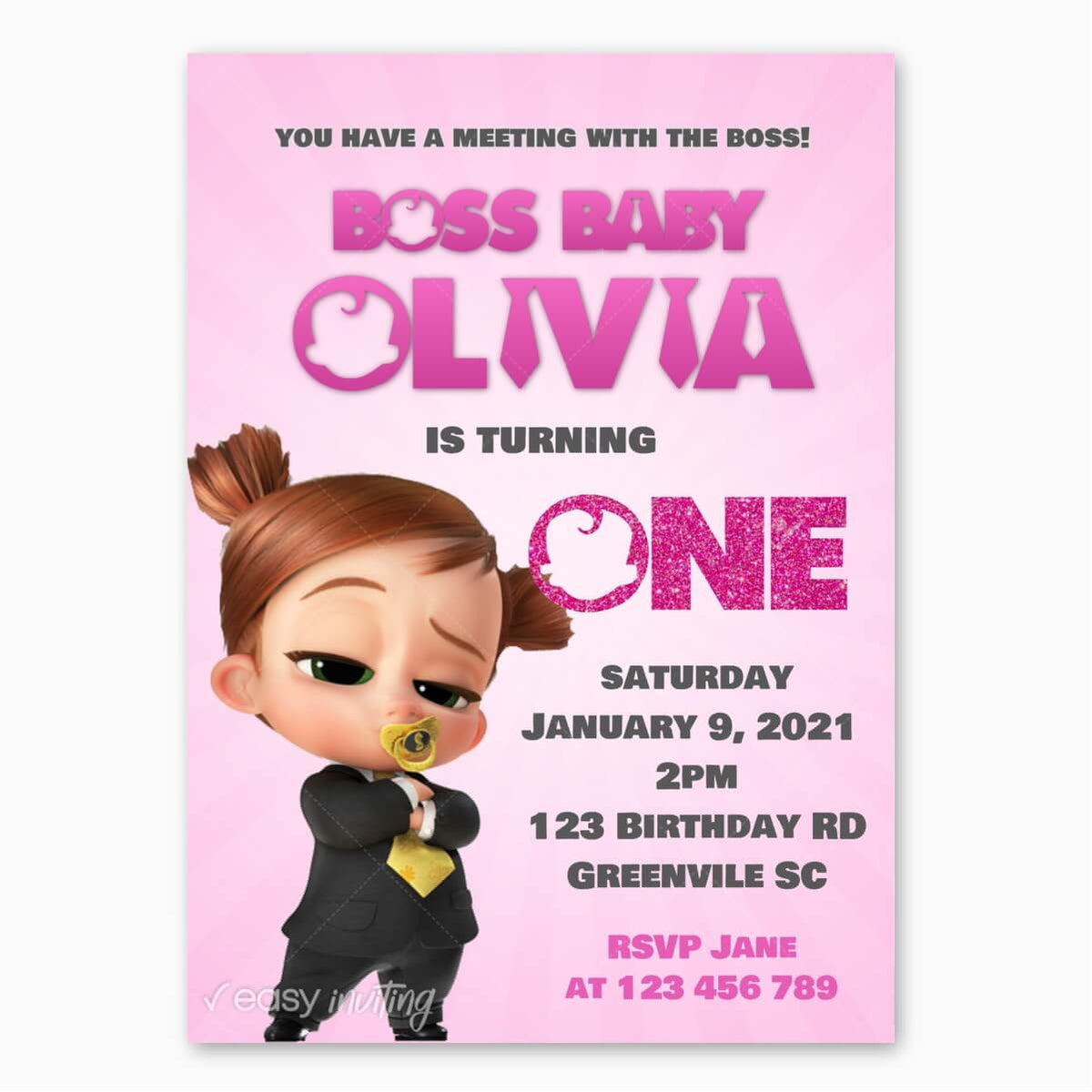 Boss Baby 2 Tina Birthday Invitation for Girls – Easy Inviting
