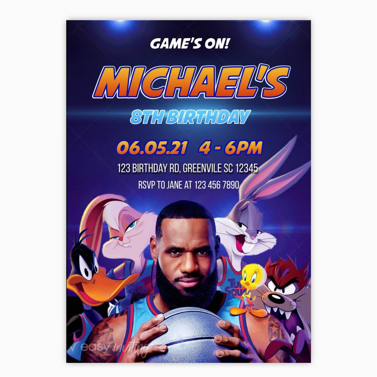 Space Jam Birthday Invitation – Easy Inviting