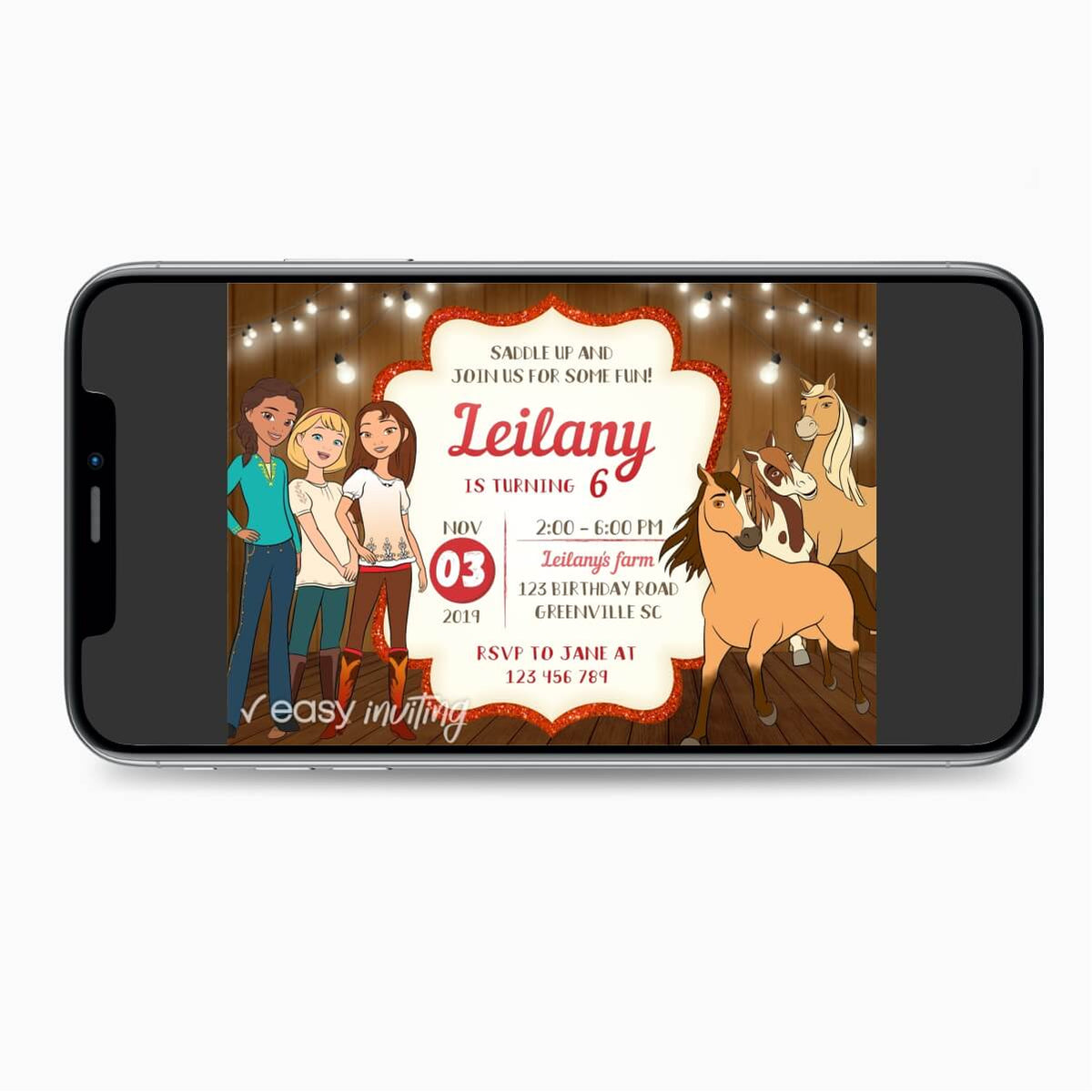 Spirit Riding Free Birthday Invitation – Easy Inviting