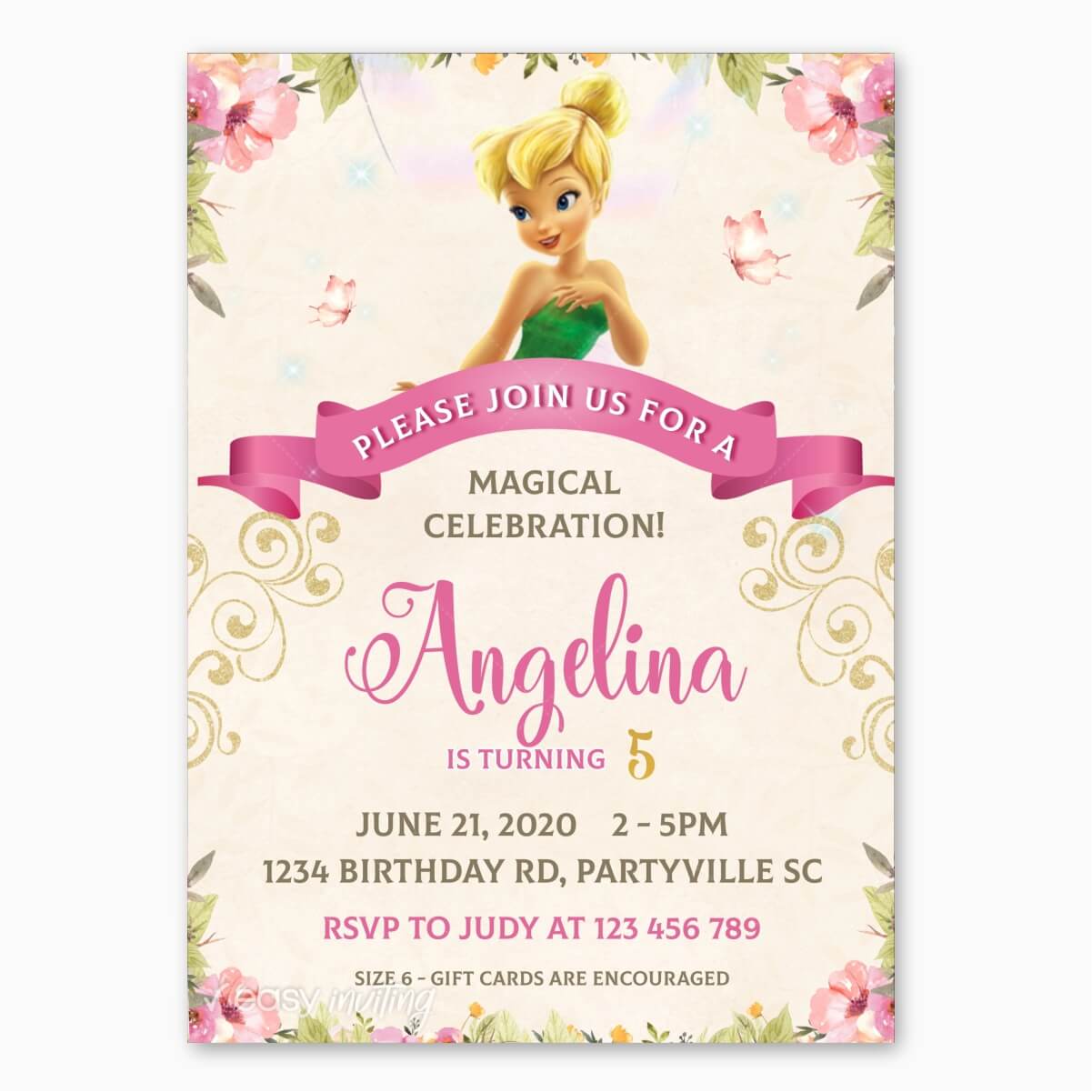 Tinkerbell Birthday Invitations Printable Tinkerbell Invitations